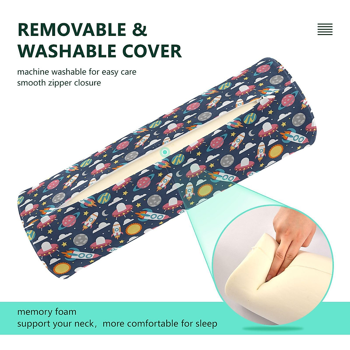 Vnurnrn Space Galaxy Neck Support Pillow Round Neck Roll Bolster Cylinder Pillow Cervical Pillows Shoulder Pillow for Leg Knee Back Head Support for Camp Work Women Men Traveling