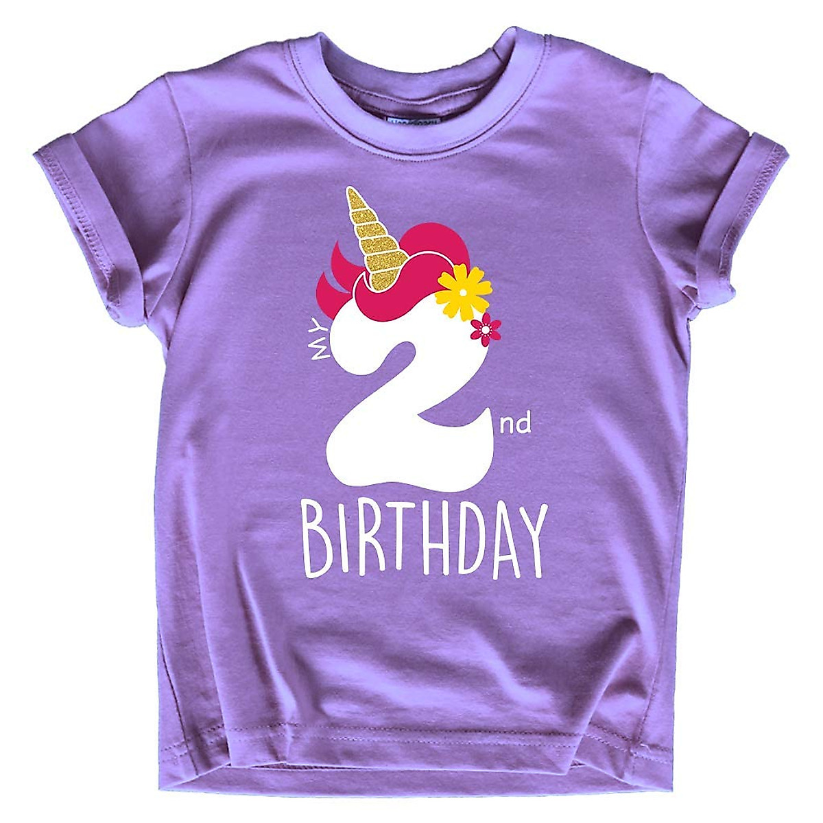 Unicorn 2nd Birthday Outfits for Toddler Girls Two Year Old 2 Shirt Girl Second (Purple, 2 Years)