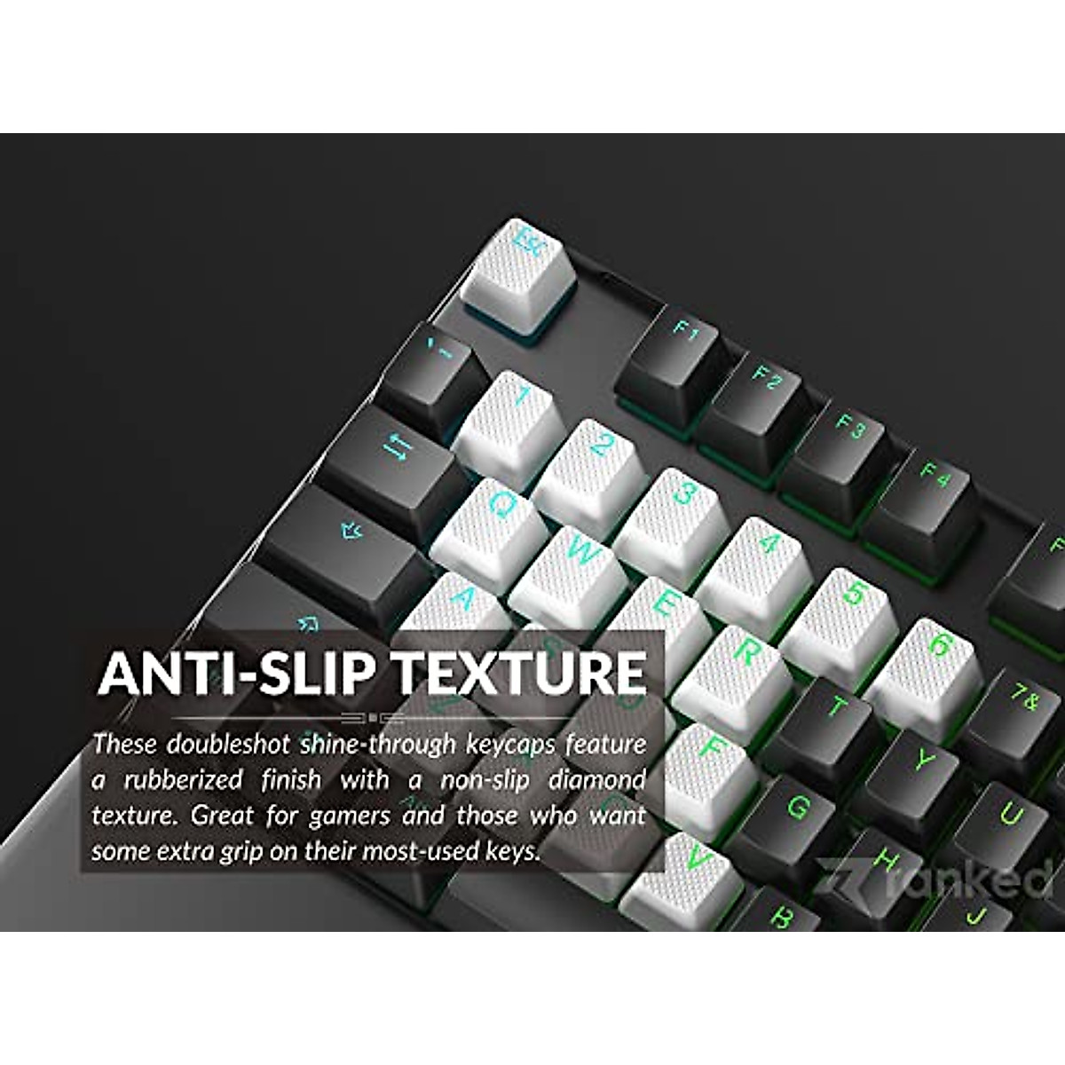 Ranked Rubber Keycap Set | Double Shot Translucent | OEM Profile for Mechanical Gaming Keyboard (White, 23 Keys)