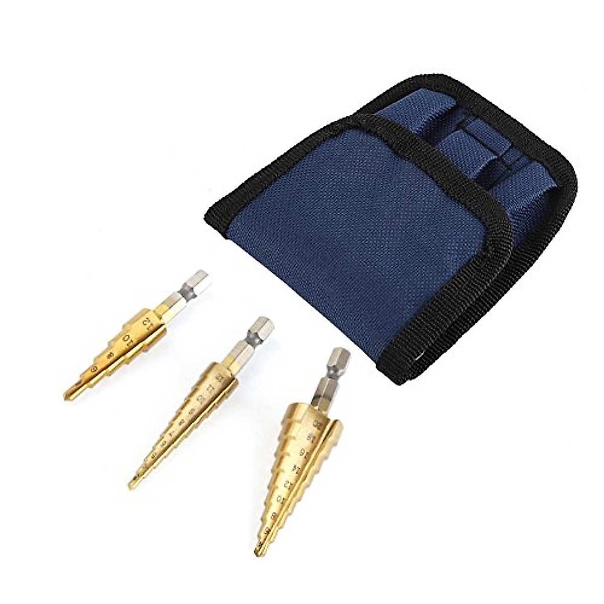 3-12/4-12/4-20mm High Speed Steel Step Drill Bit, 3Pcs Cone Hex Shank Plating Drill, Ideal for Cutting Holes