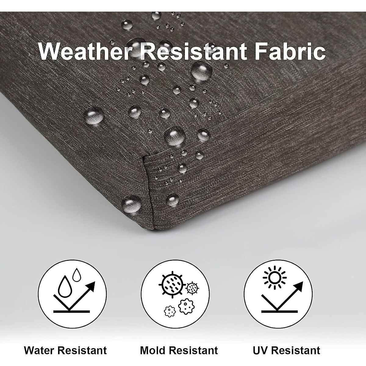 Detiblue Bench Cushion - Outdoor Porch Swing Cushion, Indoor Bay Window Seat Furniture Cushion, Non-Slip, 36x14x3, Leathaire Dark Grey