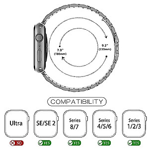 Tasikar Compatible with Apple Watch Band 41mm 40mm 38mm, Man Women Strap Solid Stainless Steel Metal Replacement Bracelet Compatible for Apple Watch SE Series 8 7 6 5 4 3 2 1, 41/40/38mm Silver