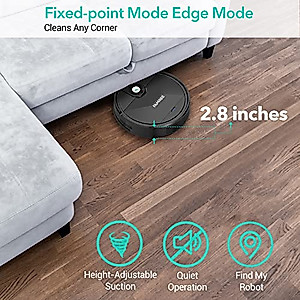 MT-200 Robot Vacuum Cleaner, 1800Pa Strong Suction WiFi/App Self-Charging Robotic Vacuums Quiet Mini Vacuum Cleaner for Pet Hair, Hard Floor, Medium-Pile Carpets