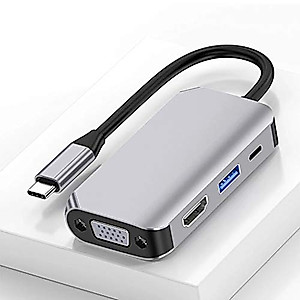 TWDYC USB Hub，Type-C Docking Station Type C to HDMI-Compatible 4K to VGA USB Splitter Hub