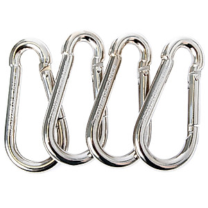 POWER GUIDANCE Stainless Steel Snap Hook, Carabiner Fit for Lat Pulldown Attachments, chrome-plated coating, Cable Machine Accessories for Home Gym, Weight or Climbing attachments, Set of 4