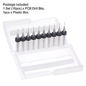 uxcell Micro PCB Drill Bit Set, 1/8" Shank 0.35mm Solid Tungsten Carbide CNC Engraving Print Circuit Board Drill Bits Rotary Tool 10pcs