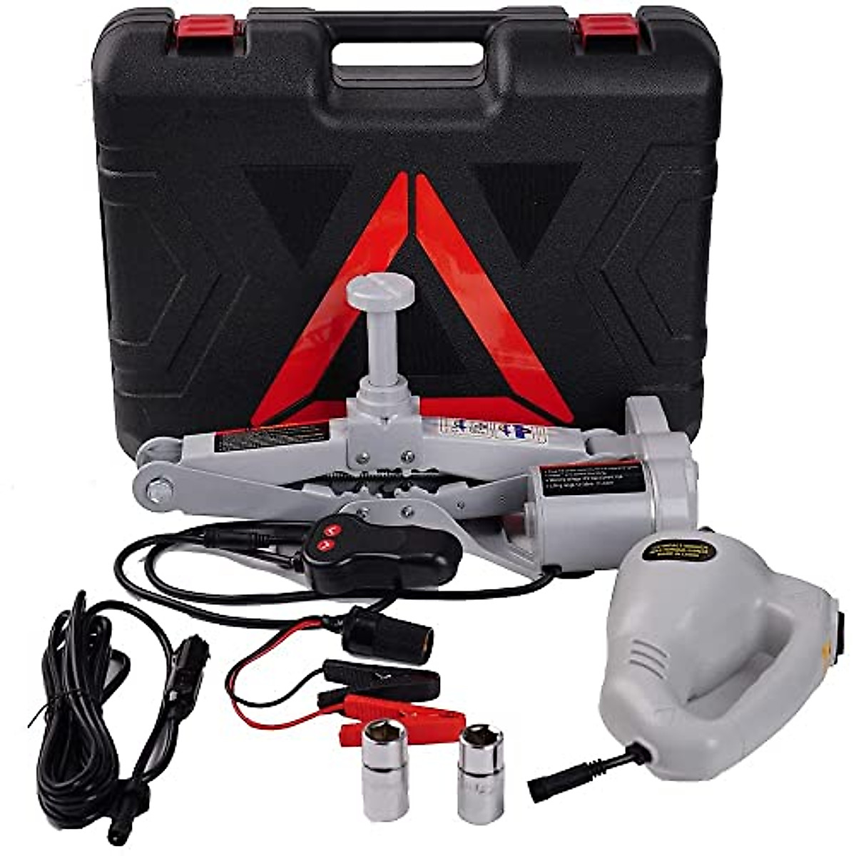 Simpleout Electric Car Jack Kit - 3 Ton Vehicle Floor Jack Cars and Truck Scissor Jack Lift Trailer Jack Stands Roadside Emergency Tire Repair Kit with Power Impact Wrench