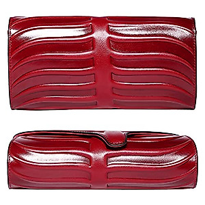 PIJUSHI Womens Designer Leaf Clutch Purse Leather Shoulder Crossbody Bag for Women (22290 Red)