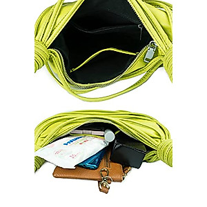 Rejolly Underarm Bag for Women PU Leather Noodles Knoted Ruched Hobo Shoulder Handbag Fashion Purse Black