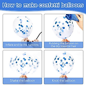 Blue and White Balloons Royal Blue Balloons 12inch 50pcs, Blue Confetti Balloon Blue and White Balloon Arch Kit Light Blue Baby Blue Ballons for Birthday Decorations Wedding Party Baby Shower