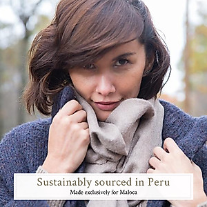 Maloca Pure Baby Alpaca Oversized Unisex Scarf | Ethically Sourced | Hypoallergenic | Softer & Warmer Than Wool |Oatmeal