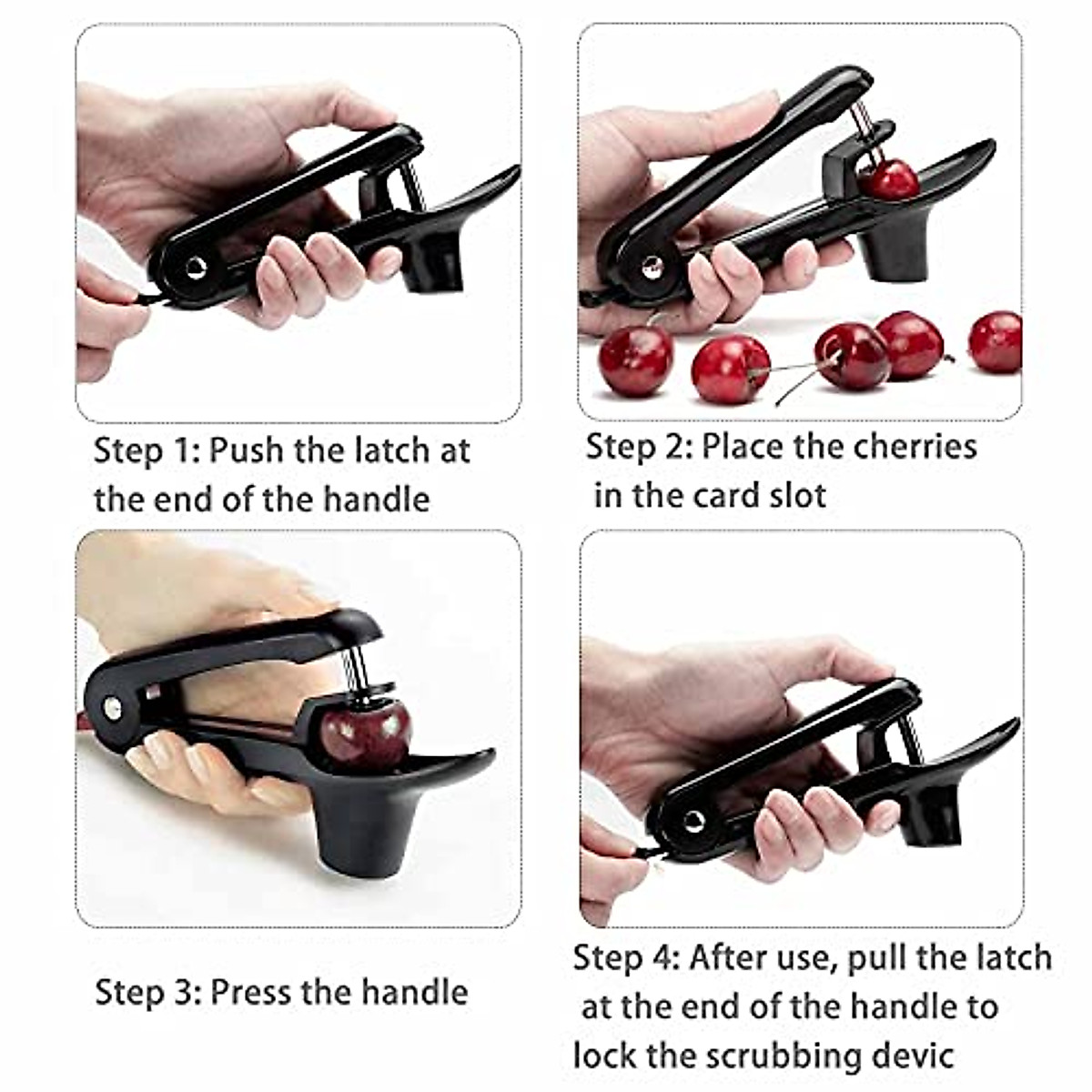 Fruit & Vegetable Pitters,Cherrys Pitter Tool,Pressable Labor-Saving ABS Cherrys Olive Remover Tool,Suitable for Cherrys, Jujube,Grape,Olive,Hawthorn,Black