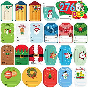 Christmas Gift Tags Self Adhesive Stickers - Christmas Stickers - Christmas Wrapping Paper - Christmas Decorations - Gift Tags for Christmas Presents to from Stickers 276Pcs