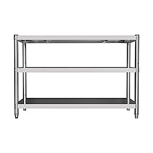 storage rack, 3Tier Shelf Adjustable Stainless Steel Shelves, Sturdy Metal Shelves Heavy Duty Shelving Units and Storage for Kitchen Commercial Office Garage Storage, 47L X 16W X 31.5H 660Lbs Total