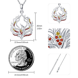 Aututer Phoenix Necklace for Women Sterling Silver Nirvana of Phoenix Necklace Flame Firebird Necklace Phoenix Jewelry for Women Teen