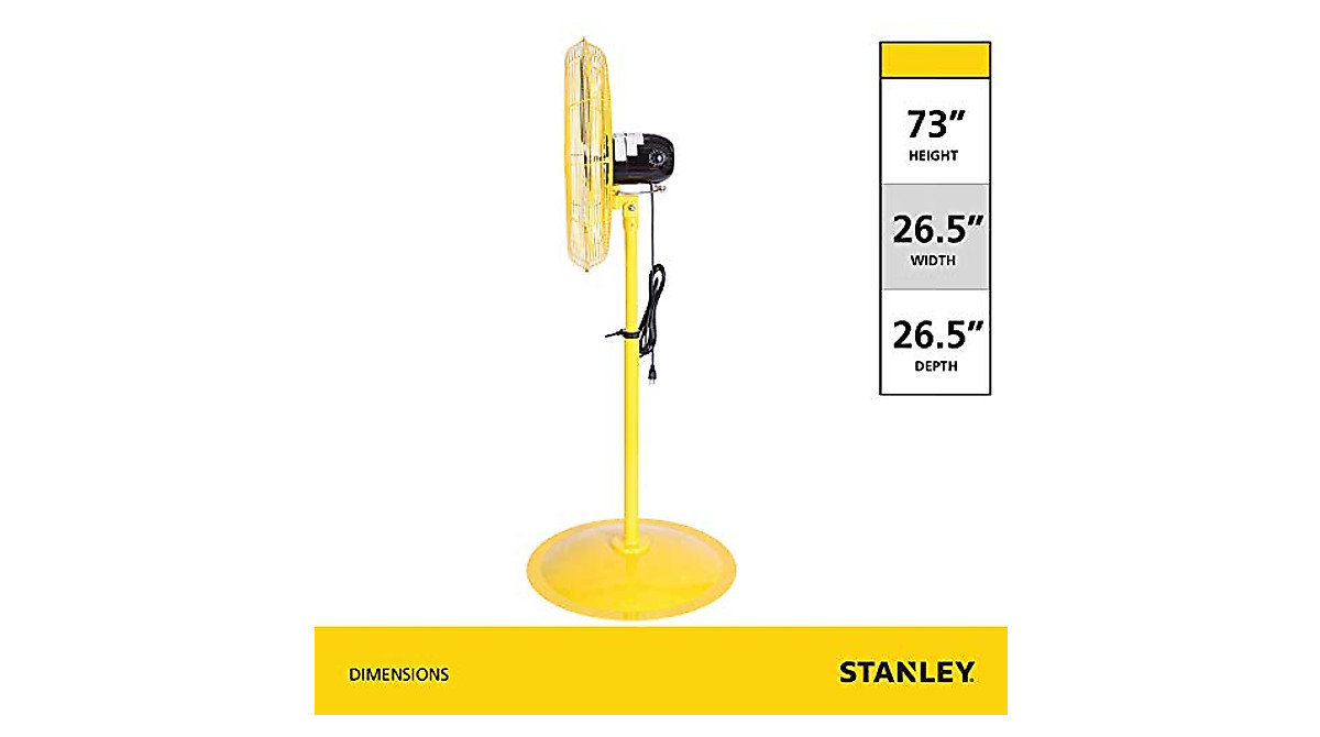 Stanley 24 Inch Oscillating Pedestal Fan - Heavy Duty Industrial Cooling
