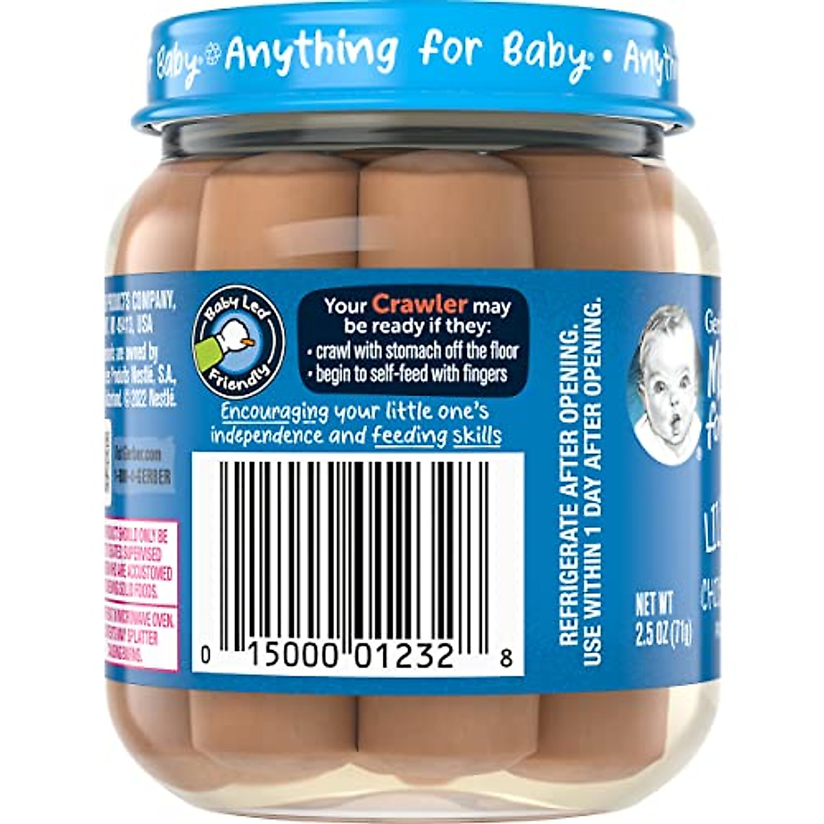 Gerber Mealtime for Baby Lil’ Sticks, Chicken Sticks, Packed in Water, No Nitrates or Nitrites Added, for Crawlers 10 Months & Up, 2.5-Ounce Jar (Pack of 10 Jars)
