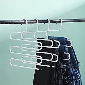 Kyraton Pants Hangers S-Shaped Non-Slip 4-Pack Trouser Hanger PP Hanger, Closet Space Saving, Hangers Closet Storage Organizer for Pants, Jeans, Scarves, Towels Hanging (White).