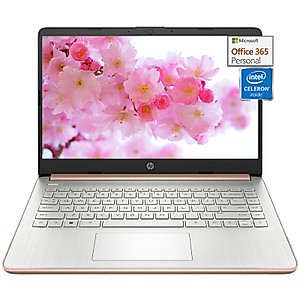 HP 2023 Newest 14 Inch Laptop Students Business, Intel Quad-Core Processor, 16GB RAM, 192GB Storage(64GB eMMC+128GB Micro SD), 12H Battery Life, Webcam, HDMI, WiFi, Win 11 S, Bundle with JAWFOAL