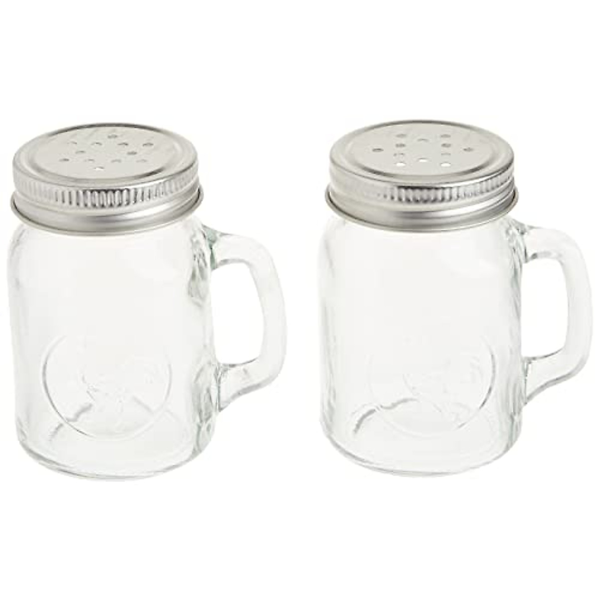 Circleware Mason Jar Rooster Mug Salt and Pepper Shakers, 5 oz, Clear