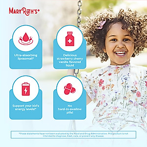 MaryRuth's Kids Multivitamin lipsomal | Vegan, Sugar-Free Vitamins for Kids Ages 2+ | Childrens Vitamins 1-2 Month Supply | Multivitamin for Kids | Multi | Kids Vitamins | 15.22 Fl Oz
