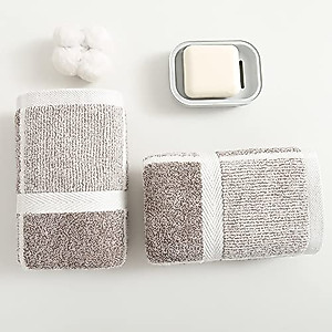 sense gnosis Summer Grey Hand Towel Set of 2 Soft 100% Cotton Checkered Pattern Terry Absorbent Decorative Hand Towel for Bathroom 13x 29 Inch