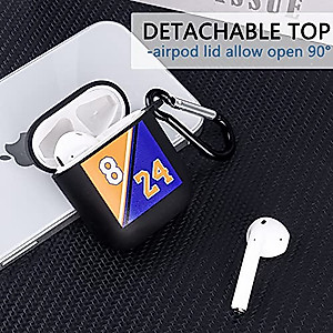 Basketball Headphone case Compatible with Airpods 2&1 Cover [8/24] Basketball Jersey Unique Design Mamba Spirit with Keychain Soft Skin Black Protective Case for Fans Boys Girls Teen