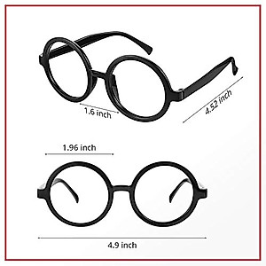 Geyoga 4 Pieces Red White Knit Beanies Hat and Glasses Frames Set Costumes Red White Pom Pom Cuff Beanie Hat and Round Retro Nerd No Lenses Glasses for Christmas Costumes Party Accessory