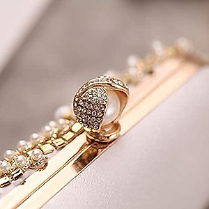ZHANGOO Bridal Clutch, Party, Dinner or Prom Purse Pearl Evening Bag, Lady Clutch, Party Bag, Suitable for Cheongsam Dress (Color : Gold)