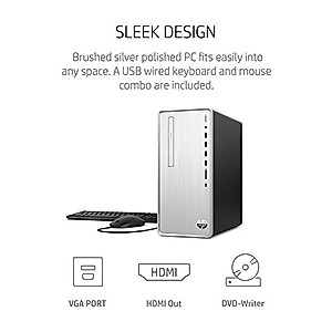 HP Pavilion Desktop, AMD Ryzen 7 4700G Processor, 16 GB of RAM, 512 GB SSD Storage, Windows 10 Home, Dual Display Support, Wireless Computer PC, for Gaming, Study, and Business (TP01-1160, 2020)
