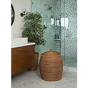 KOUBOO Laguna Rattan Beehive Hamper, Removable Cotton Liner, Laundry Hamper, Bathroom, Bedroom, Kids Room, Nursery, Hamper with Lid, Home Essentials, Honey Brown