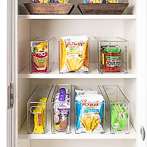 Clear Plastic Storage Bins, Stackable Pantry Organization and Storage Containers Clear Organizing Bins, Cabinet & Pantry Organizer Bins for Organizing Bathroom, Kitchen, Fridge, Freezer Organizer Bins