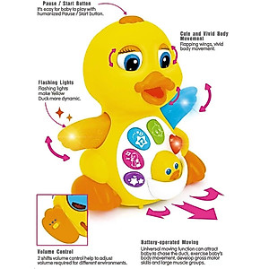 Yiosion Musical Flapping Yellow Duck Interactive Action Educational Learning Walking Light Up Dancing Toy for 1 Year Old Baby Toddler Infant