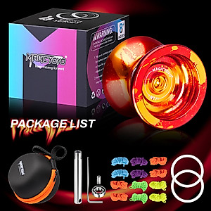 MAGICYOYO N11 Professional Unresponsive Yoyo for Kids, Pro Trick Yo Yo for Adults/Advanced, Dual Purpose Metal Yo-yo Replacement Responsive Yoyo Bearing + 12 Yo yo Strings + Storage Bag