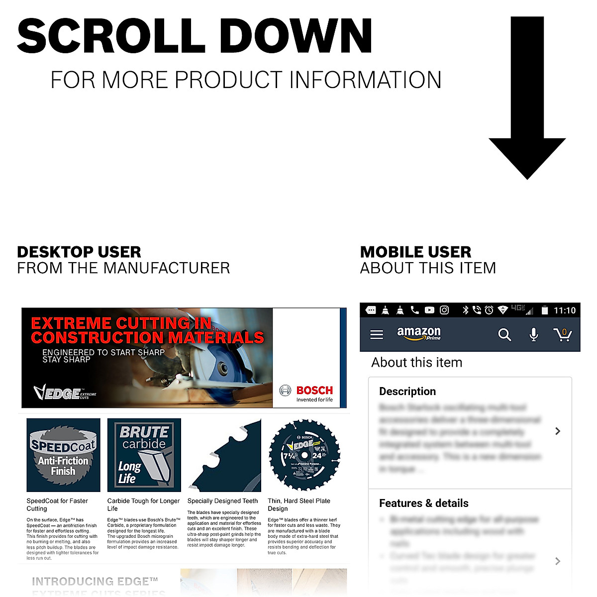 BOSCH DCB1072CD 10 In. 72 Tooth Edge Circular Saw Blade for Laminate
