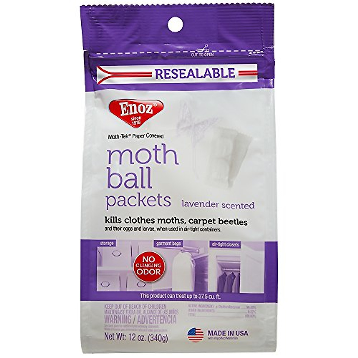 Enoz+E112.6T+12+Oz+Lavender+Scented+Moth+Ball+Packets