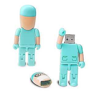 USB Flash Drive 64GB Cartoon Doctor Model USB Drive Thumb Drives USB 2.0 Memory Stick for External Data Storage, Green