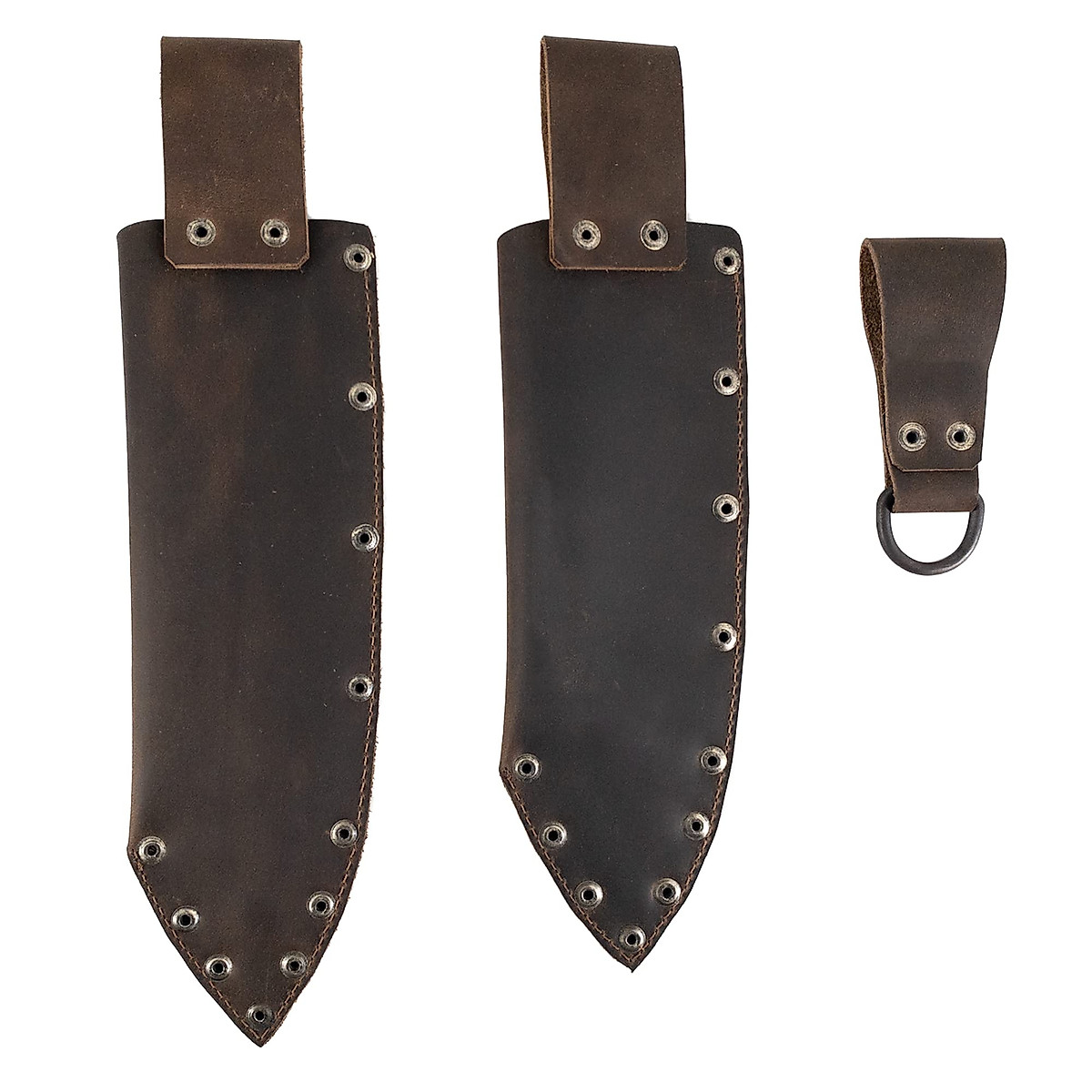 Cast Leather Co., Knife Set Holder 3 Pieces Handmade from Full Grain Leather - Bourbon Brown