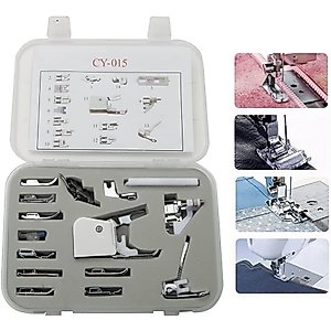 Universal 15 Piece Sewing Machine Presser Walking Feet Kit - OEM Suitable for Babylock Janome Brother New Home Singer Kenmore Simplicity Toyota Necchi