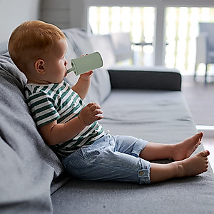 Felicificer Silicone Toddler Straw Cup, 7 oz Sprill Proof Training Cup for Toddlers Girls and Boys, Made of 100% Food Grade Silicone, BPA Free, Come with Straw Brush (Sage)