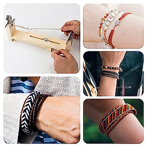 LUTER Wood Jig Bracelet Maker, Telescopic Adjustable Bracelet Maker Making Kit Wood Bracelet Jig U Shape Clear Scale Bracelet Jig with 2 Clamps for DIY Craft Hand Bracelet Knitting Tool