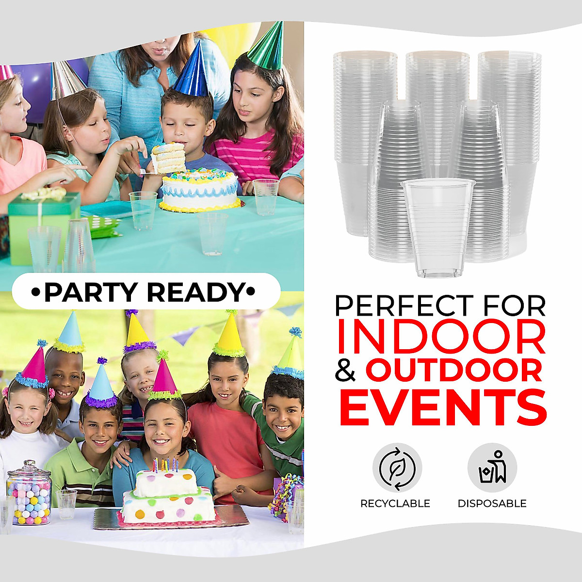 Exquisite Catergoods 700 Count Bulk Pack - 7 oz Clear Plastic Cups - Transparent Plastic Disposable Cups Multi Use Cold Beverage Plastic Clear Cups for Home ~ Office ~ Parties And More