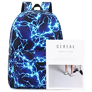 RBYGPL Backpack for Boys Elementary Bookbags Durable Lightweight Teenager Student School Bags Travel Waterproof Starry Lightning (1-Blue Lightning)