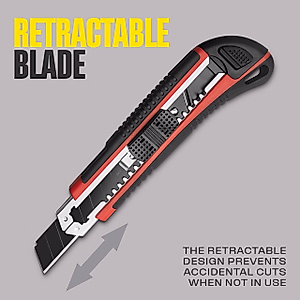 Berkling 18mm Retractable Utility Knife with 4x SK2H Snap Off Black Spare Blades, Durable Heavy Duty Aluminum Frame, Perfect for Box Cutter, Carpet Cutter, and Other Crafts & DIY Projects