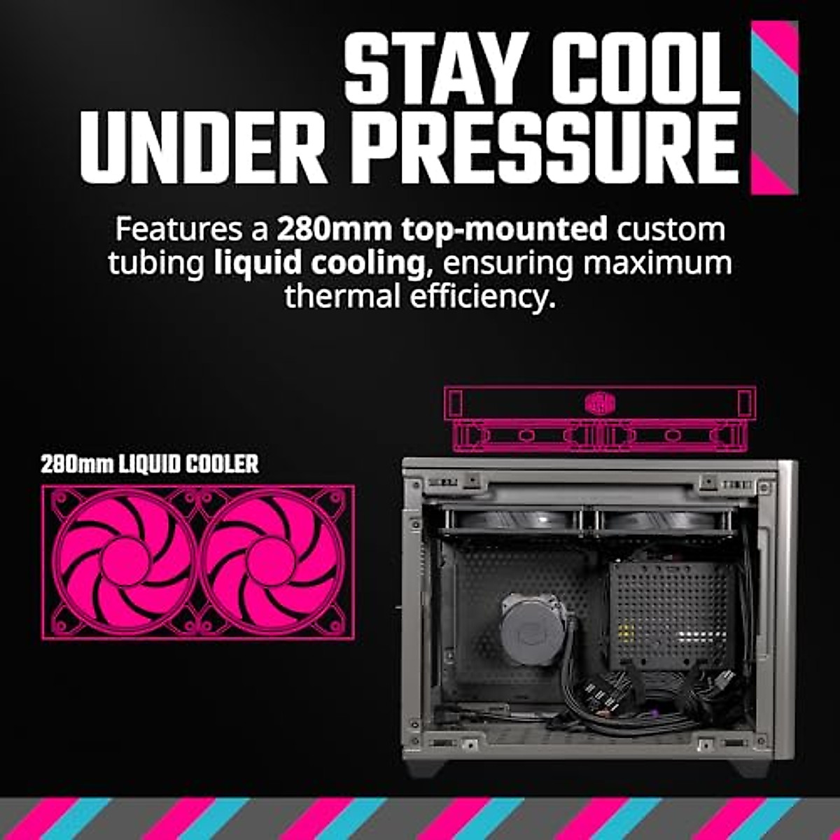 Cooler Master NR200P MAX Mini-ITX Case with 280mm AIO, 850W SFX PSU, Vertical GPU Mount, PCIe Gen4 Riser, Glass or Vented Panel