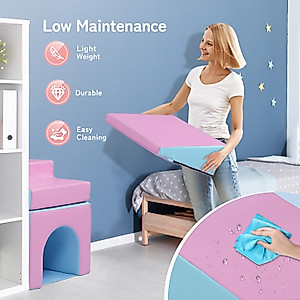 JOYMOR Indoor Soft Foam Climber Play Sets, Beginner Toddler Climber with Slide, Stairs and Ramp, Indoor Climbing Toys for Toddlers, Kids and Children