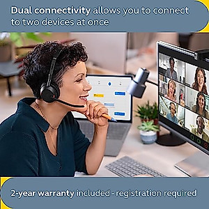 Jabra Evolve2 55 Stereo Wireless Headset - Features AirComfort Technology, Noise-Cancelling Mics & Active Noise Cancellation - Works with UC Platforms Such as Zoom & Google Meet - Black