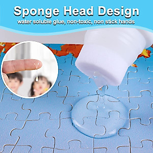Newest Jigsaw Puzzle Glue Clear with Sponge Head Applicator, Puzzle Saver Frame for 1000/1500/3000 Pieces Puzzle of Paper & Wood, Water-Soluble Special Art Craft Puzzle Guard Glue, Quick Dry (120ML)