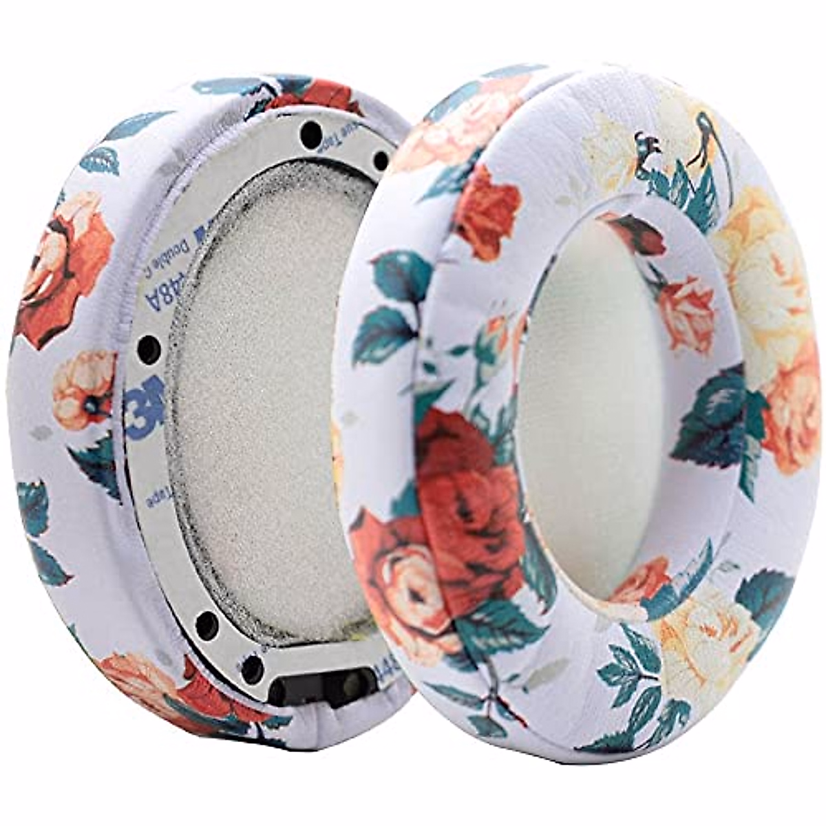 Studio 3 Ear Pads Replacement Ear Pads Protein PU Leather Ear Cushion Compatible with Beats by Dr.Dre Studio 2Studio 3 B0500 B0501 Wired Wireless Over-Ear Headphones (Not fit Solo2/3)(White Floral)