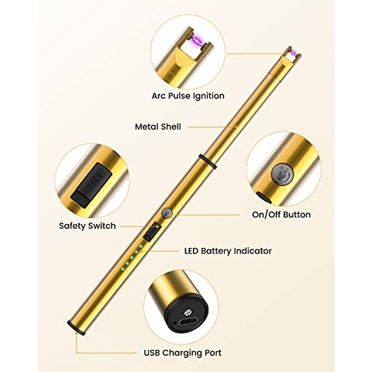 Plasma Arc Electric Lighter - Rechargeable Long Neck, Windproof Flame-Less Lighter for Candle, Firework, Camping, Grill, Gas Stove, Kitchen